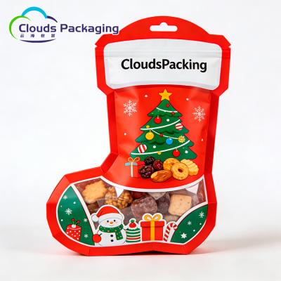 China Special Shaped Sealing Plastic Bag Christmas Gifts Food Packaging Pouch Cookie Ziplock Doypack Smell Proof Mylar Bags for sale
