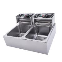 China Commercial Double Tank Electric Fryer 2.5kW+2.5kW 220V 6L+6L Capacity for Chips Chicken for sale