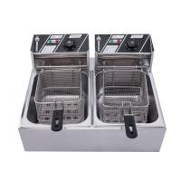 China Commercial Double Tank Electric Fryer 2.5kW+2.5kW 220V 6L+6L Capacity for Chips Chicken for sale