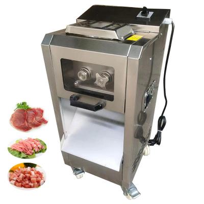 China Automatic 3mm Commercial Bacon Fresh Meat Slicer Machine Small Round Knife for sale