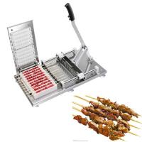 China Automatic Kebab Skewering Machine 10 Skewers per Cycle Stainless Steel BBQ Meat Skewer Maker for sale