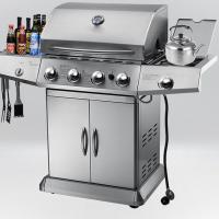 China 4-Burner Vertical Gas and Charcoal BBQ Grill with 640x440mm Cooking Area and Stainless Steel Construction for sale