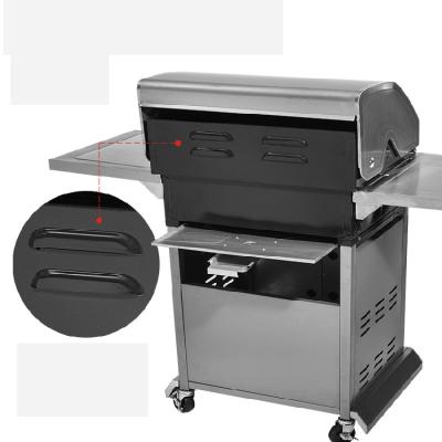 China 4-Burner Vertical Gas and Charcoal BBQ Grill with 640x440mm Cooking Area and Stainless Steel Construction for sale