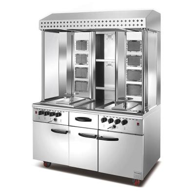 China 8-Burner Commercial Shawarma Kebab Machine 36kW Vertical Gas Grill Adjustable 150mm Stainless Steel for sale