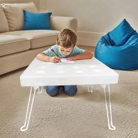 China Constant light LED table, foldable square light table with steady warm white glow, wooden top and foldable legs, 50x50cm, ideal for home decor and dining for sale