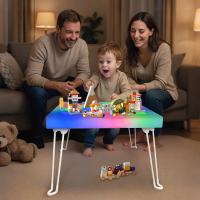 China RGB touch activated light table for kids and parties, square table with 16 glowing touch sensors, foldable legs, USB rechargeable, multicolor LED effects for sale
