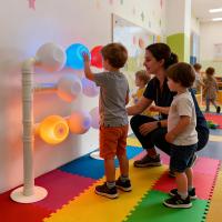 China LED Interactive Whack-A-Mole Wall Game With Music For Educational Reaction Training Durable Plastic Construction for sale