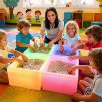 China Kids LED Light Table Sensory Activity Tray Square Sand & Creative Play Table for sale