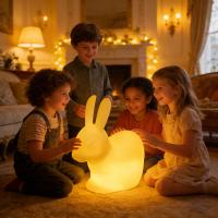 China Kids LED Rabbit Chair Night Light – Bunny Seat Lamp for Indoor Playrooms, Bedroom Decor and Outdoor Garden Lighting for sale