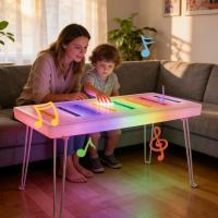 China Kids Musical Learning Table with LED Lights, 8 Animal Sounds, Piano, Foldable, Battery Powered – 101cm Sensory Play Desk for Ages 1-6 for sale