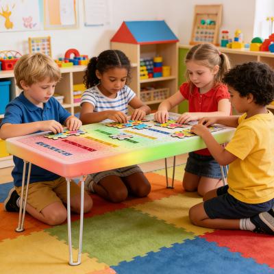 China Kids Musical Learning Table with LED Lights, 8 Animal Sounds, Piano, Foldable, Battery Powered – 101cm Sensory Play Desk for Ages 1-6 for sale