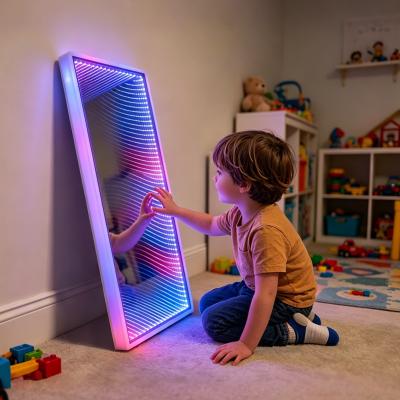 China Rectangle PE Infinity Tunnel Light – RGB LED Abyss Mirror for Wall, Remote Control 16 Colors, Endless Depth Effect for Game Room, Bar, Home Theater for sale