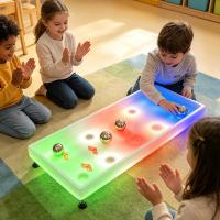 China Light Trail Rolling Ball Game Board – LED Uphill Bowling Toy with 4 Stainless Steel Balls, Rechargeable Waterproof Sensory Activity Table for Kids 3+ for sale