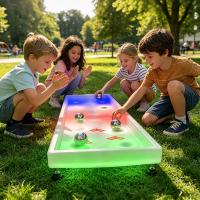 China Light Trail Rolling Ball Game Board – LED Uphill Bowling Toy with 4 Stainless Steel Balls, Rechargeable Waterproof Sensory Activity Table for Kids 3+ for sale