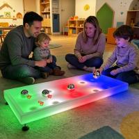 China Light Trail Rolling Ball Game Board – LED Uphill Bowling Toy with 4 Stainless Steel Balls, Rechargeable Waterproof Sensory Activity Table for Kids 3+ for sale
