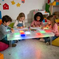 China Interactive LED Table – Foldable Sensory Table with 288 Touch RGB Lights, Rechargeable 4400mAh Battery, Dual-Use Floor Table & Wall Light for Autism Therapy, Special Education for sale