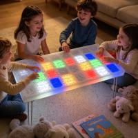 China Interactive LED Table – Foldable Sensory Table with 288 Touch RGB Lights, Rechargeable 4400mAh Battery, Dual-Use Floor Table & Wall Light for Autism Therapy, Special Education for sale