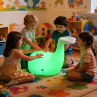 China Small LED Whale Stool – Toddler Glowing Chair with 12 RGB Lights, Rechargeable Night Light for sale