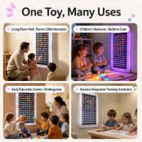 China 128-hole LED Peg Board Sensory Wall Panel with RGB Color Changing for Autism Children Made of Premium Thai PE Material for sale