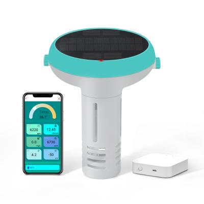 China 7 In 1 Smart Pool Monitor With App – Solar / USB Powered Water Quality Tester for sale