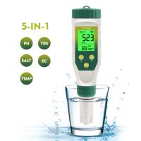 China 5 - In - 1 Water Quality Tester PH/TDS/EC/Salinity/Temp Meter For Aquaculture Drinking Water Lab for sale