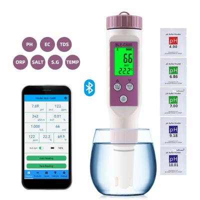 China Smart 7 - In - 1 Bluetooth Water Quality Tester PH/EC/TDS/ORP/Salt/S.G/Temp Meter For Home Lab Aquaculture for sale
