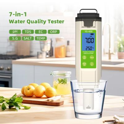 China 7-in-1 Water Tester PH / TDS / EC / ORP / S.G / Salt / Temp Meter For Home Pool Lab Measurement for sale