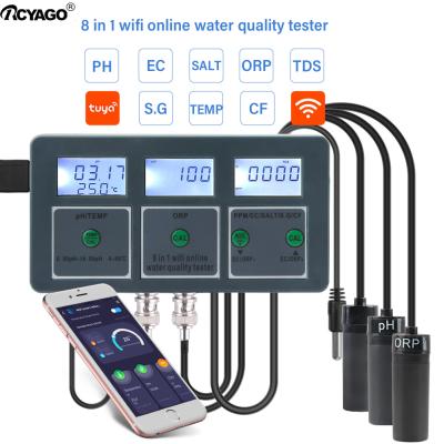 China Tuya WiFi Smart Wireless PH Meter Data Logger  With App Controlled Multi-Parameter Water Quality Analyzer For Aquariums Pools Hydroponics for sale
