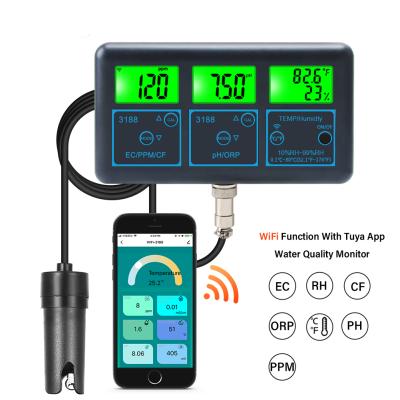 China WiFi Tuya App Digital Multi-Function PH Meter 7-in-1 PH EC ORP TDS RH% CF Temperature  Online Tester Water Quality Analyzer for sale
