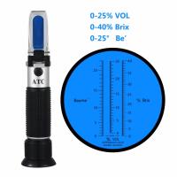 China High Precision Handheld Refractometer and Alcohol Tester with 0-40%Brix, 0-25%Vol, and 0-22Baume Measurement Ranges for sale