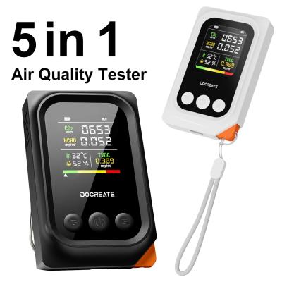 China Portable 5-in-1 Air Quality Monitor with CO2 HCHO TVOC Detection and IP54 Rating for Indoor Use for sale