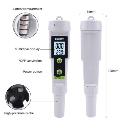 China High Accuracy Digital Salinity Meter with LED Display and 0~199.9ppt Measuring Range for Drinking Water, Sea Water, and Pool for sale