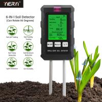 China YiERYi 6-IN-1 Soil Detector 3.5-9pH/0-99% Moisture/0-3000μs/cm Fertility 90° Rotatable Screen for sale