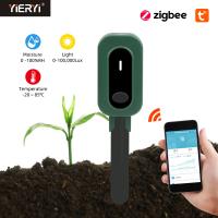China ZigBee 3-in-1 Smart Soil Sensor For Temperature Humidity Light Detector With Tuya APP Control for sale