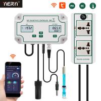 China Tuya Wifi Online EC Monitoring Controller ph Meter With Data Logger Function Hydroponic Water Quality Monitoring Tester for sale