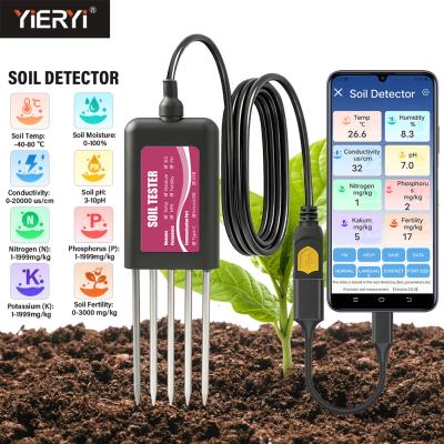 China YIERYI 8-in-1 USB Soil Tester with Real-Time Monitor App Control PH Meter,Moisture,NPK,EC,Temp&Fertility Sensor for Garden for sale