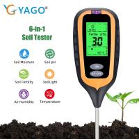 China 6-in-1 Soil PH Meter Garden Soil PH / Fertility / Moisture / Light / Air Humidity / Temp Multi Functional Soil Testing Tool for sale