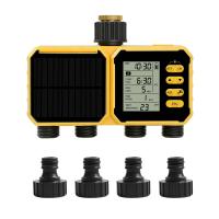 China YiERYI Solar Water Timer 4 Outlet Irrigation Controller with Rain Sensor Automatic Scheduled Watering System with Child Lock for Garden Lawn Farm Irrigation Valve for sale