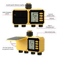 China YiERYI Solar Water Timer 4 Outlet Irrigation Controller with Rain Sensor Automatic Scheduled Watering System with Child Lock for Garden Lawn Farm Irrigation Valve for sale
