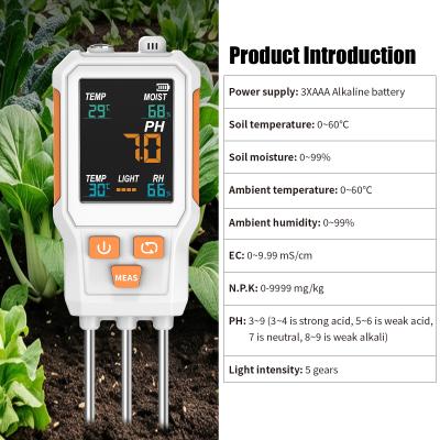 China 10 in 1 Color Screen Soil Tester, PH,EC,N P K,Temp,Moisture,Light  Humidity for sale