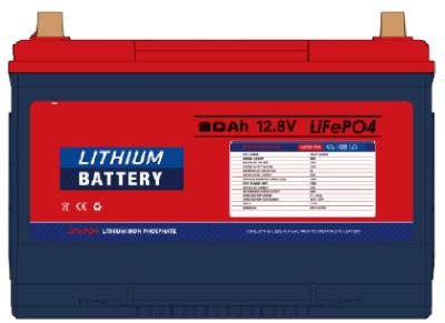 China Long Cycle Life LiFePO4 LFP 12.8V 80Ah Lithium Iron Phosphate Cranking Battery for sale