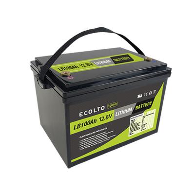 China Ecolite 1280Wh RV Lithium Battery M8 Terminal Type 12.8V 100Ah LiFePO4 Battery for sale