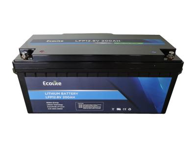 China Ecolite 4000+Deep Cycle LifePO4 Lithium Battery With BMS 12.8V 200Ah LFP Battery Pack for sale