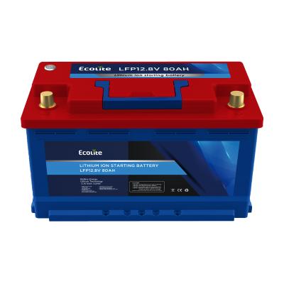 China Ecolite LFP12.8V 80Ah LiFePO4 Starter Battery 1200CCA High Cranking Power Lightweight Drop-in Replacement for sale