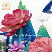 China Outdoor Waterproof Silk Flower Lantern For Holiday Decoration for sale