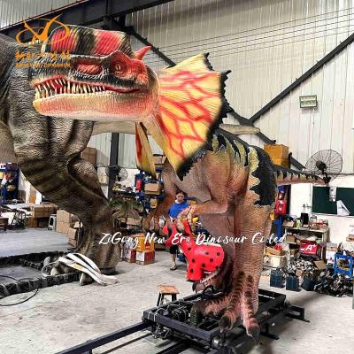 China Large Size Sliding Animatronic Dilophosaurus Dinosaur Model For Theme Park And Theme Events for sale
