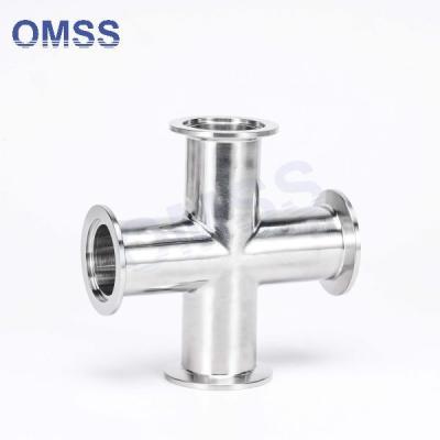 China Vacuum Fittings KF Equal Cross 4-Way Adaptor Semiconductor Accessory KF25 Cross KF40 Stainless Steel SS304 SS316L KF Fla for sale