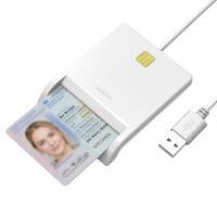 China White USB Universal Smart Card Reader with 1 Slot for ID SIM EMV CAC IC Cards - Plastic Construction for sale