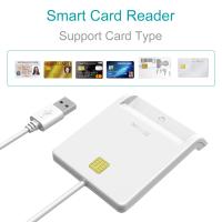 China White USB Universal Smart Card Reader with 1 Slot for ID SIM EMV CAC IC Cards - Plastic Construction for sale