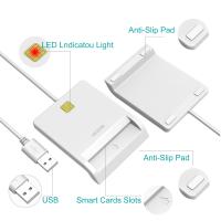 China White USB Universal Smart Card Reader with 1 Slot for ID SIM EMV CAC IC Cards - Plastic Construction for sale